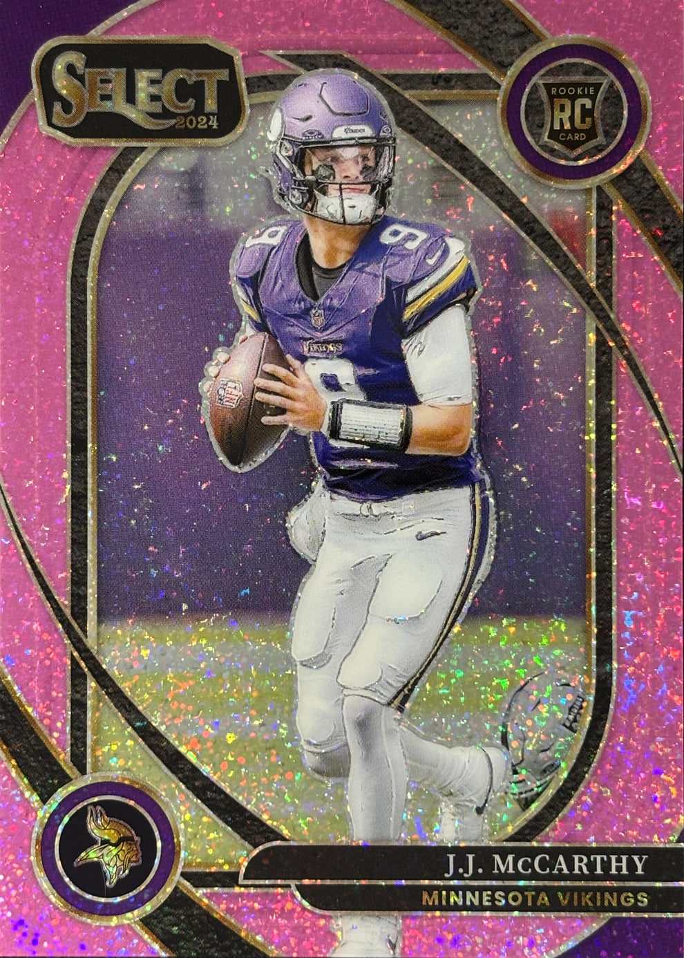 JJ McCarthy Select Pink Glitter /15 Rookie Vikings – Wayne Collection