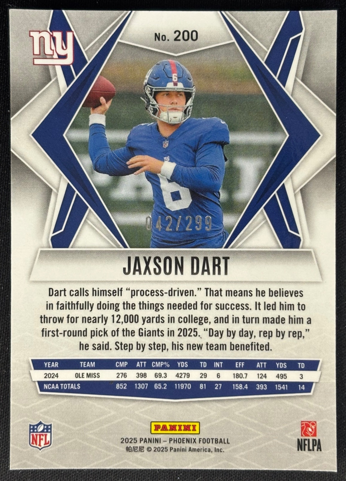 Jaxson Dart 2025 Phoenix Pink Winter /299 Giants | Wayne Collection