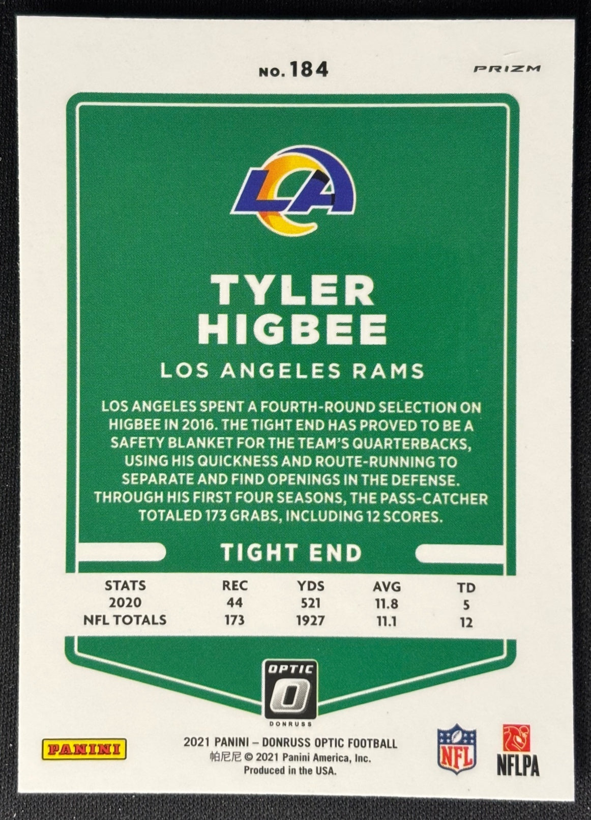 Tyler Higbee 2021 Donruss Optic Stars Rams | Wayne Collection