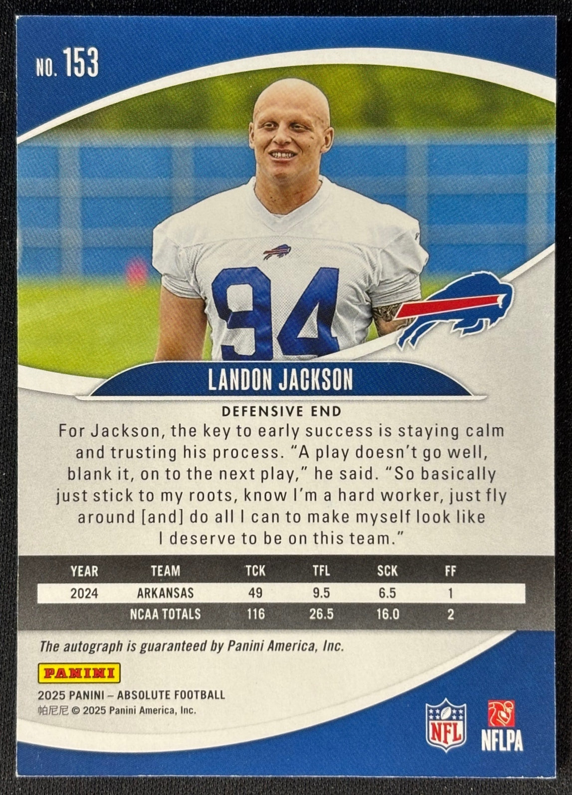 Landon Jackson 2025 Absolute Signature Rookies Spectrum Orange /75 Bil ...