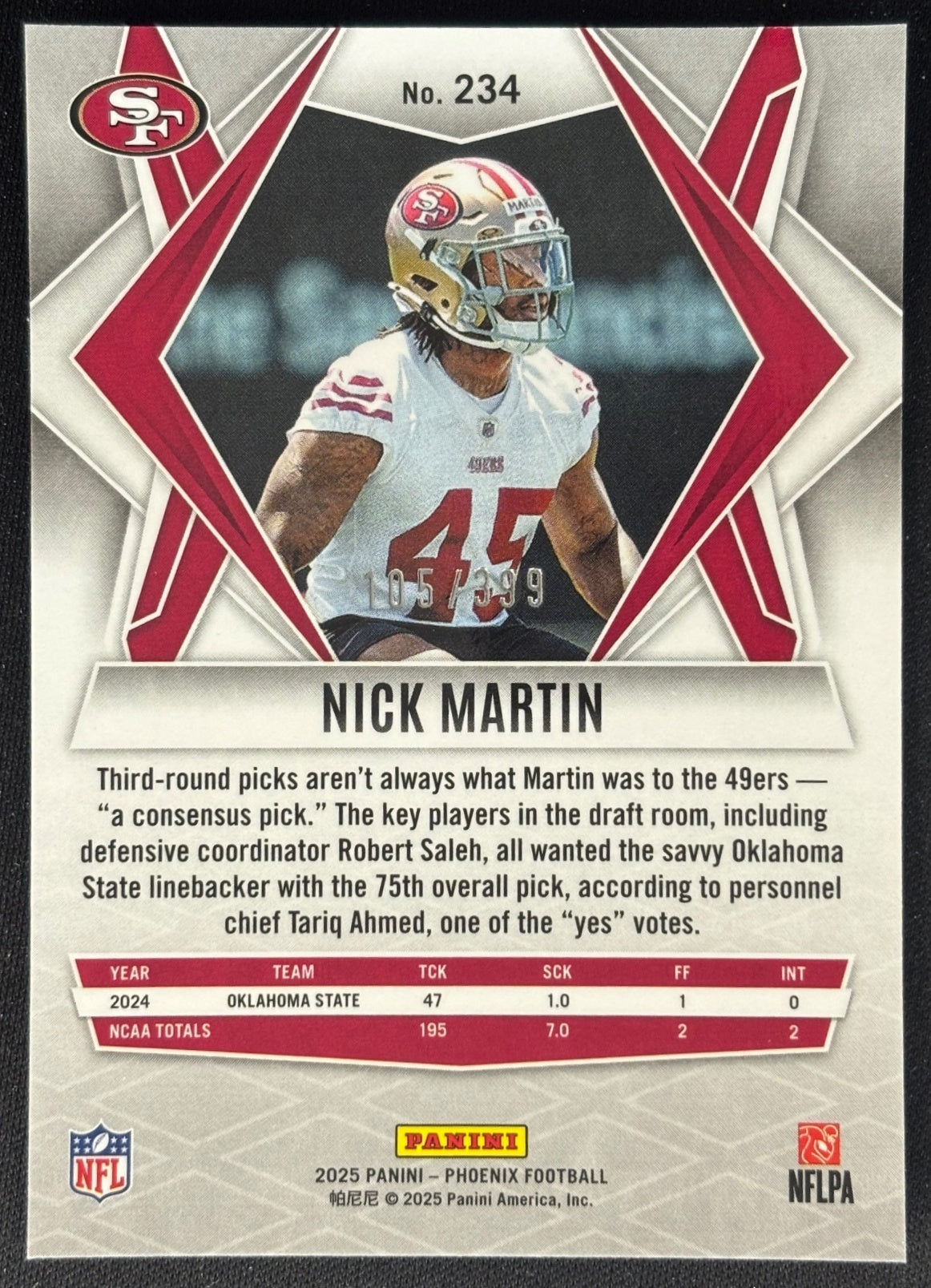 Nick Martin 2025 Phoenix Red Winter /399 49ers | Wayne Collection