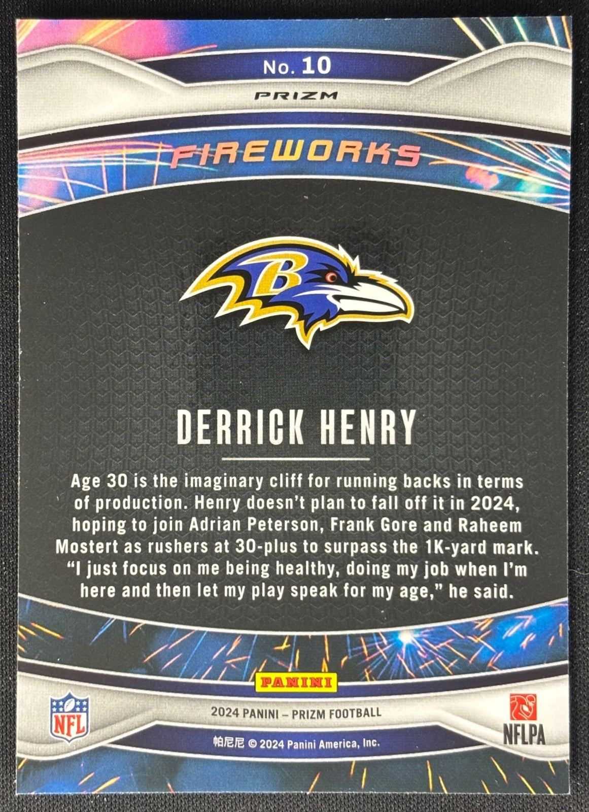 Derrick Henry 2024 Prizm Fireworks Green Ice Ravens | Wayne Collection