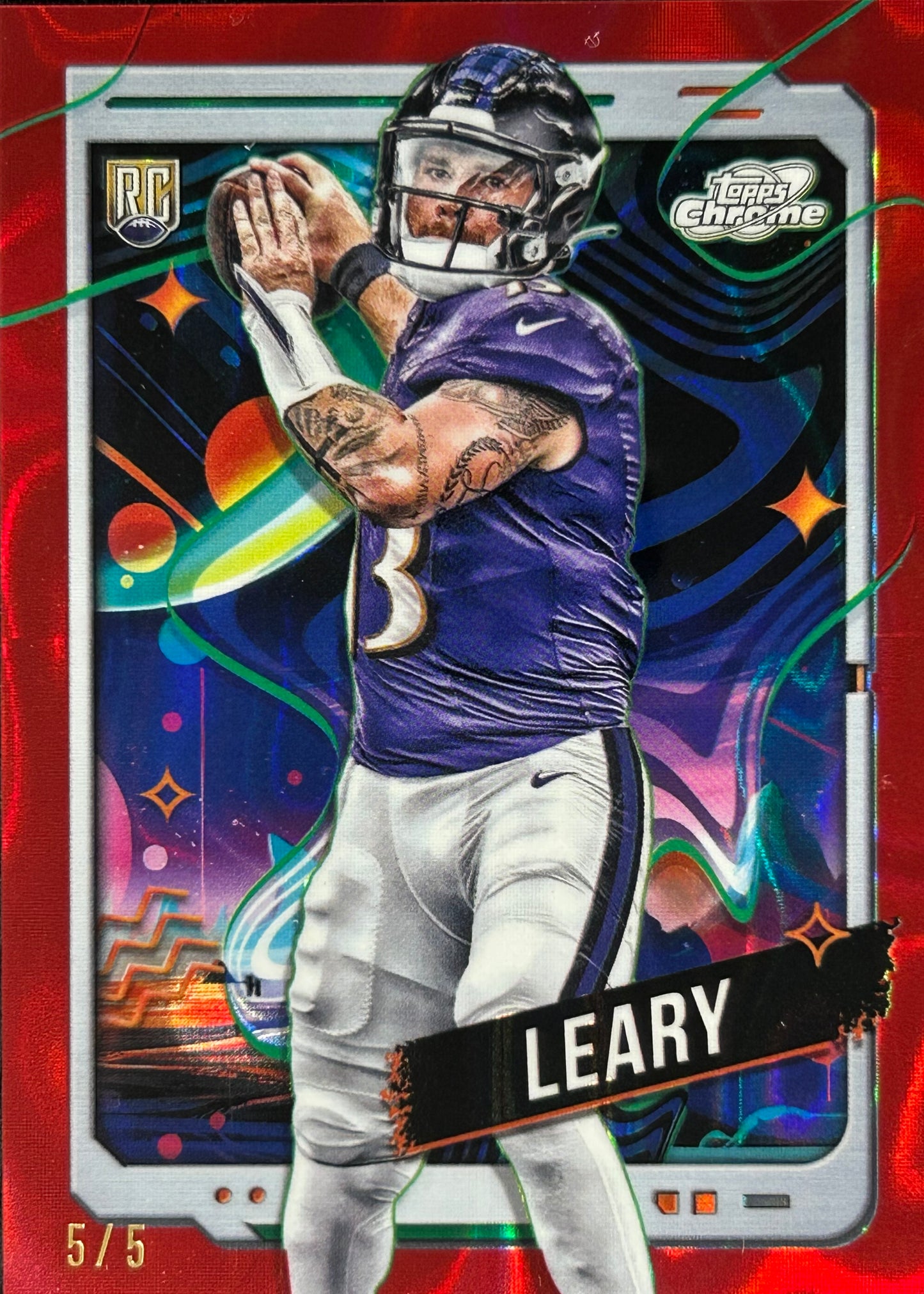 Devin Leary Topps Finest Red /5 Rookie Ravena – Wayne Collection