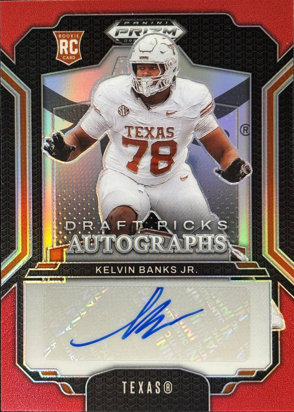 Kelvin Banks Jr. Prizm Draft Red Auto /399 Rookie Saints – Wayne Collection