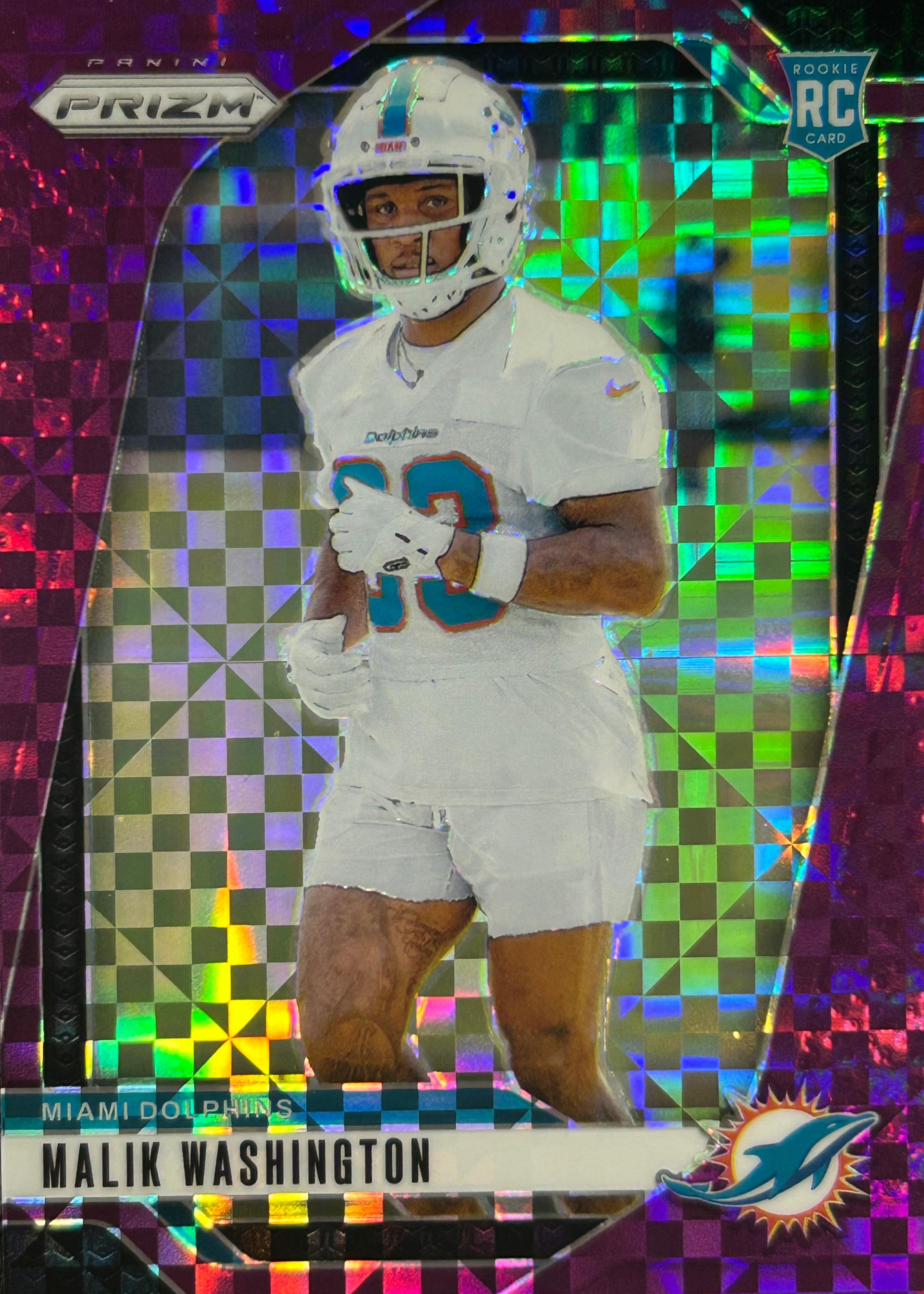Malik Washington Prizm Purple Power /49 Rookie Dolphins – Wayne Collection