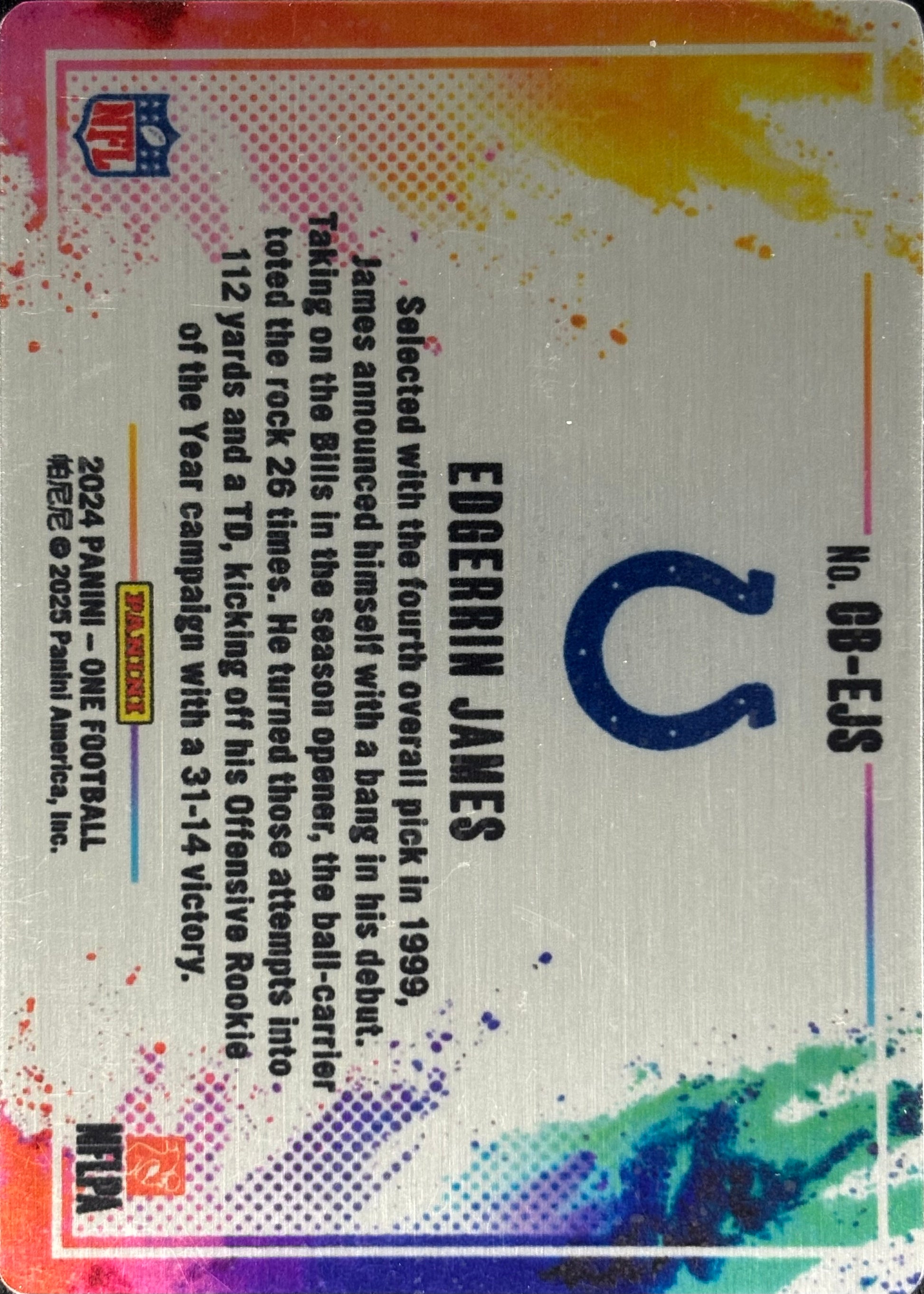 Edgerrin James Panini One Color Blast Colts – Wayne Collection