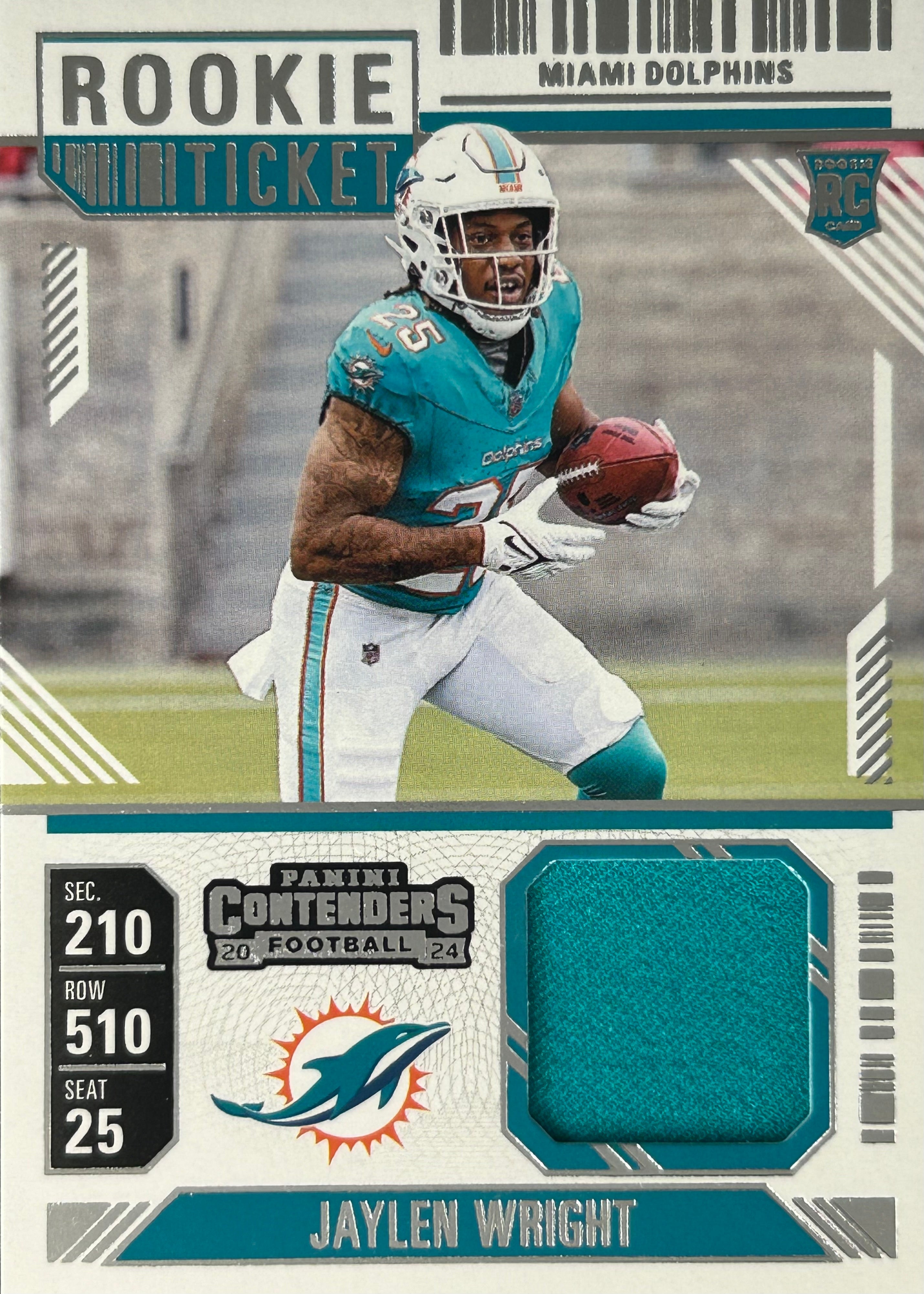 Jaylin Wright Contenders Rookie Ticket Patch Dolphins – Wayne Collection