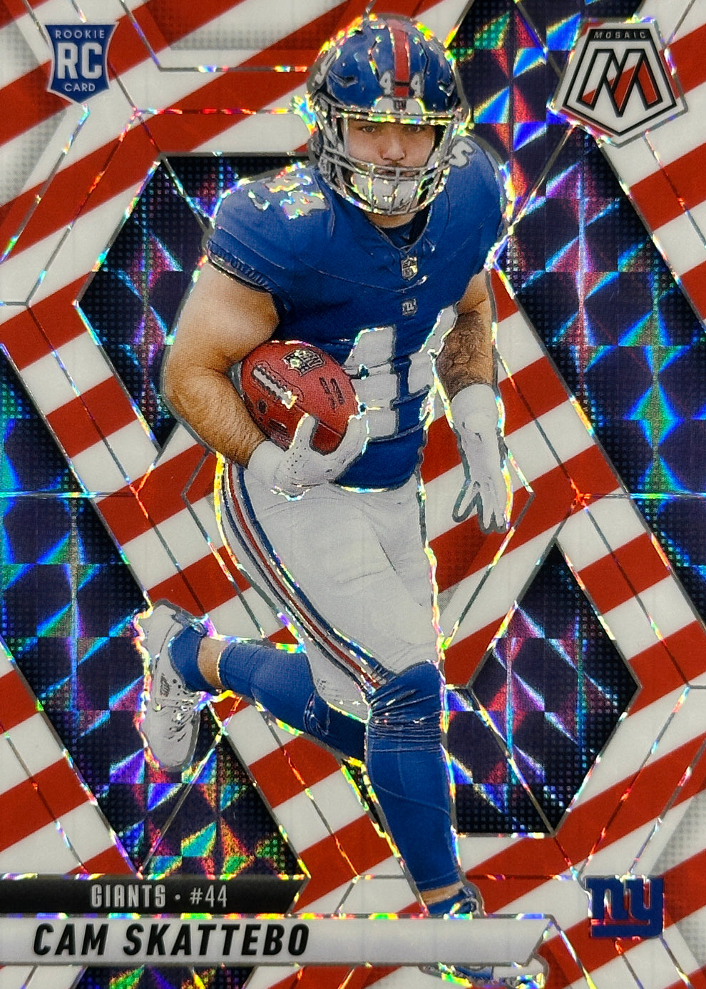 Cam Skattebo Red & White Stripes Rookie Mosaic Giants – Wayne Collection