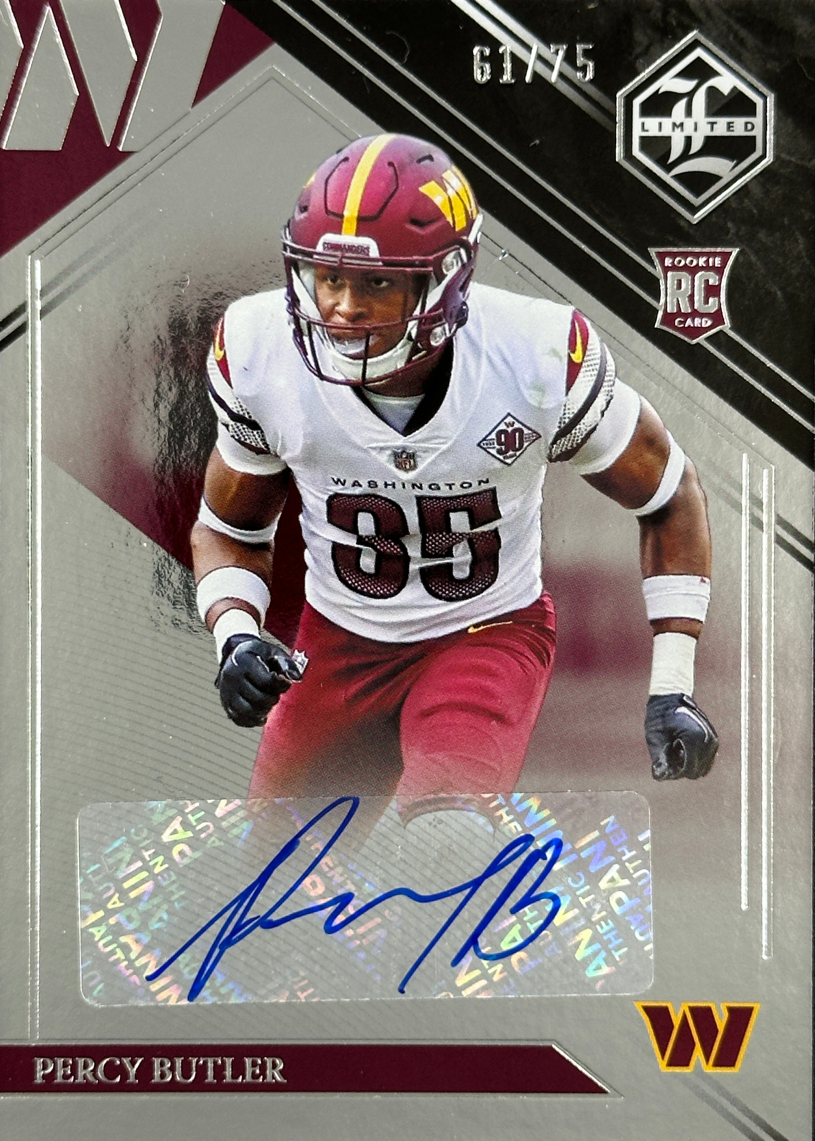 Percy Butler Auto /75 Limited Rookie Commanders – Wayne Collection