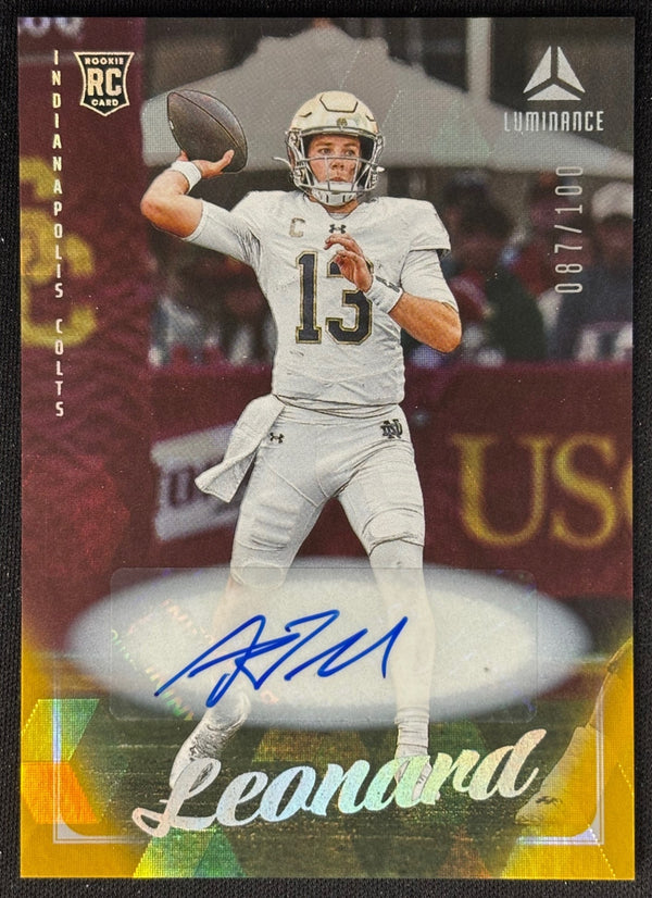 Riley Leonard 2025 Luminance Auto Gold /100 Colts | Wayne Collection